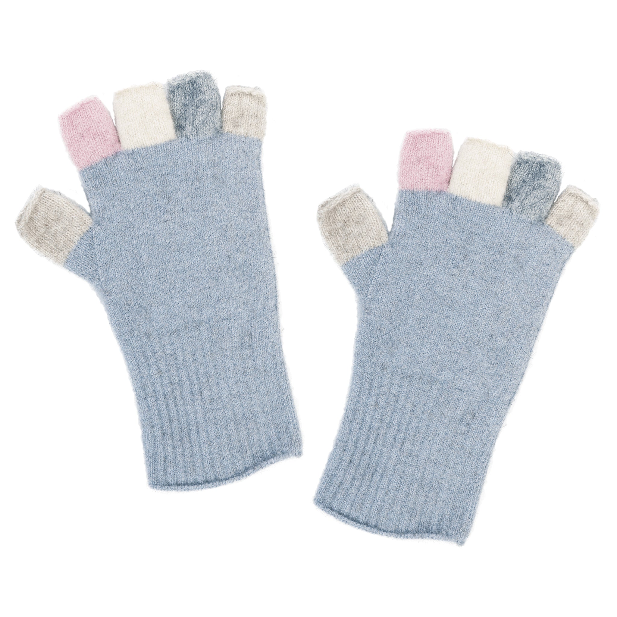 Bluebell and Lily - Cloud Multi Possum Merino Fingerless Gloves